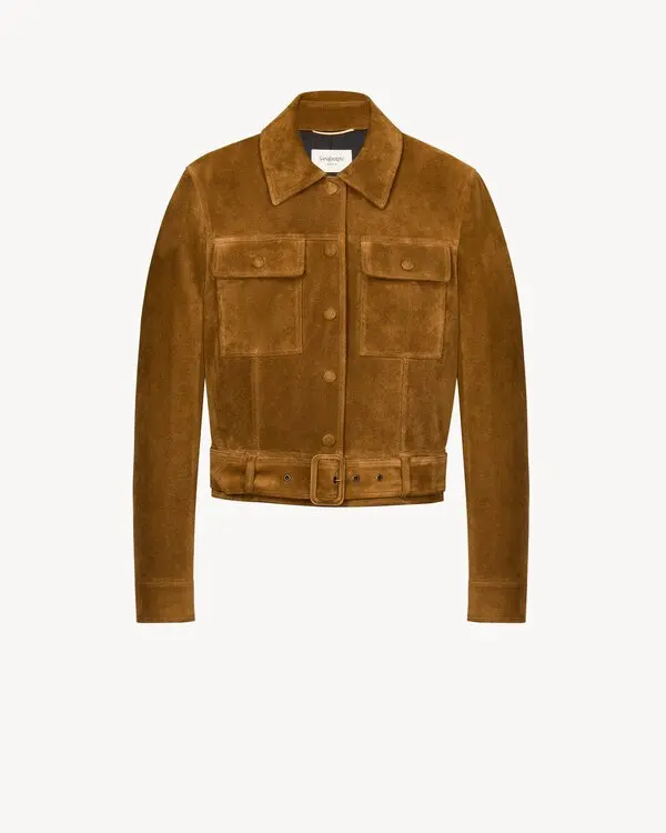 Saint Laurent Vintage Split Leather Belted Jacket