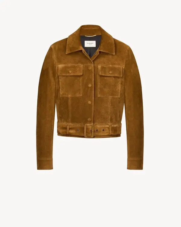 Saint Laurent Vintage Split Leather Belted Jacket