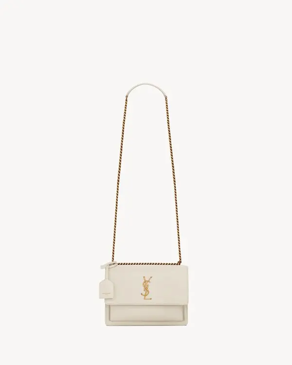 Saint Laurent Sunset Medium Smooth Leather Bag - White