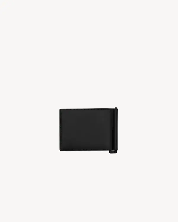 Saint Laurent Tiny Cassandre Bill Clip Wallet In Matte Leather - Black