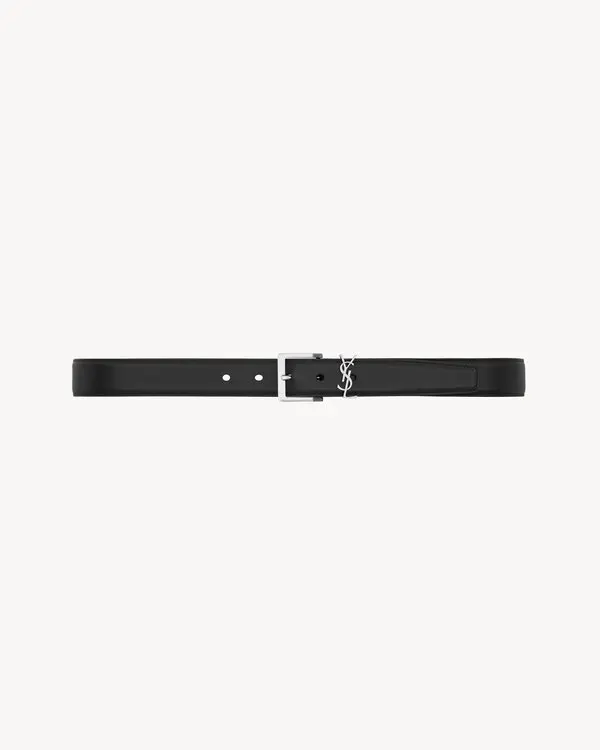 Saint Laurent Cassandre Vadim Belt In Smooth Leather - Black