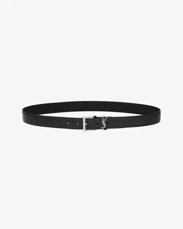 Saint Laurent Cassandre Vadim Belt In Smooth Leather - Black