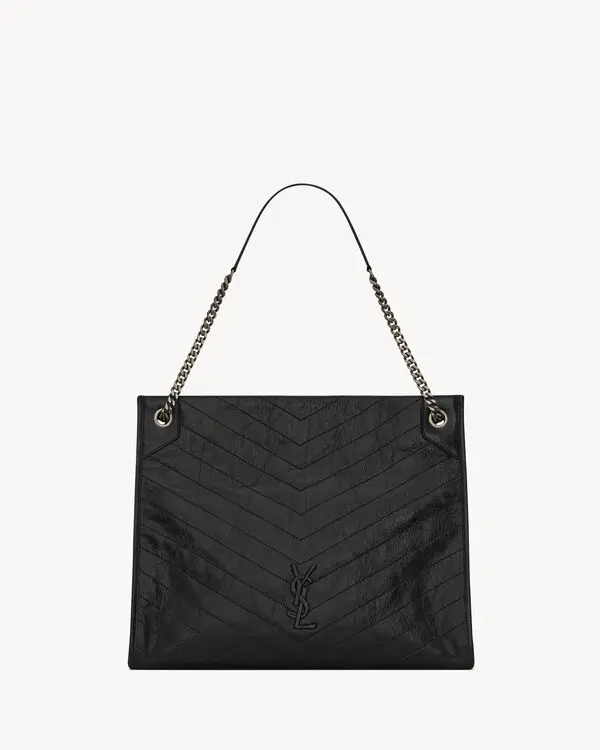 Saint Laurent Niki Large Shopping Bag In Crinkled Vintage Leather