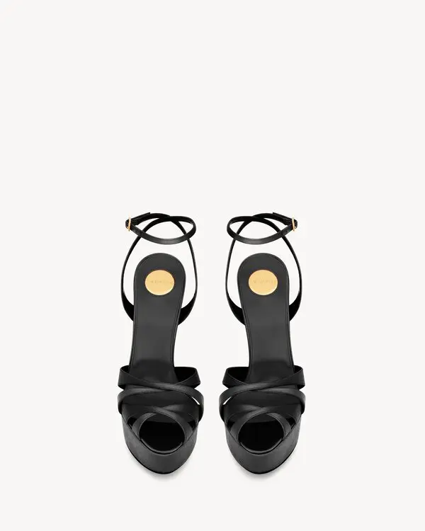 Saint Laurent Platform Sandals In Satin Crepe - Black