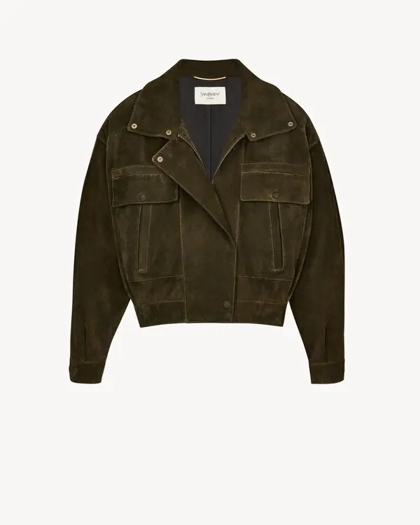 Saint Laurent Vintage Split Leather Jacket - Militaire