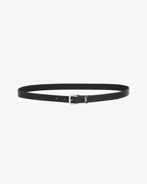 Saint Laurent Cassandre Rectangular Buckle Belt In Leather