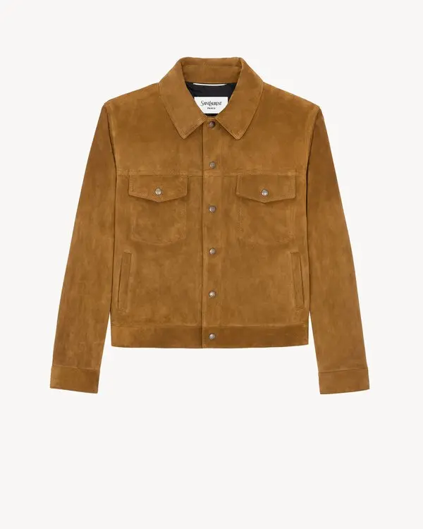 Saint Laurent Short Jacket In Vintage Split Leather - Noix