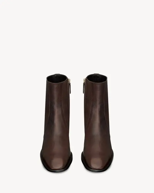 Saint Laurent Stanton Boots In Grained Leather - Paris Brown