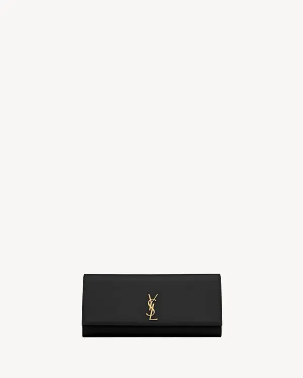 Saint Laurent Kate Clutch In Grain De Poudre Leather - Black