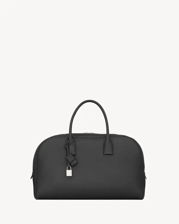 Saint Laurent Medium Bowling Duffle In Grained Leather - Black