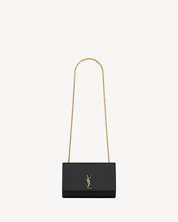 Saint Laurent Kate Small Grain De Poudre Leather Shoulder Bag - Black
