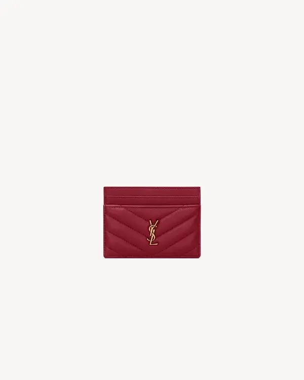 Saint Laurent Cassandre Card Case In Lambskin - Deeply Red