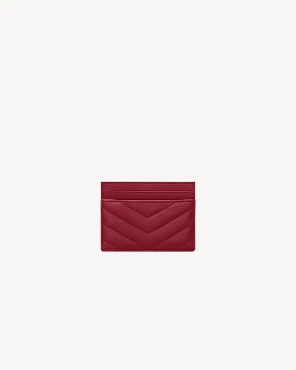 Saint Laurent Cassandre Card Case In Lambskin - Deeply Red