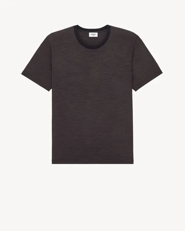 Saint Laurent Cassandre T-shirt In Striped Wool
