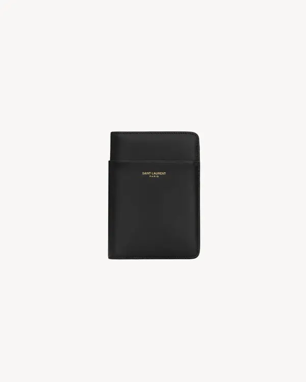 Saint Laurent Passport Case In Smooth Leather - Black