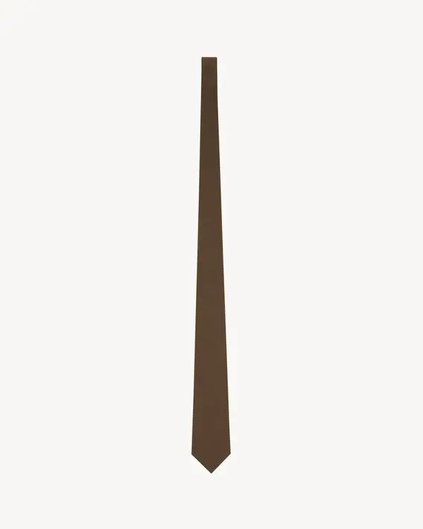 Saint Laurent Silk Satin Tapered Neck Tie - Brown