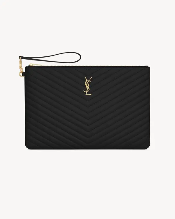 Saint Laurent Cassandre Matelassé Document Holder In Leather