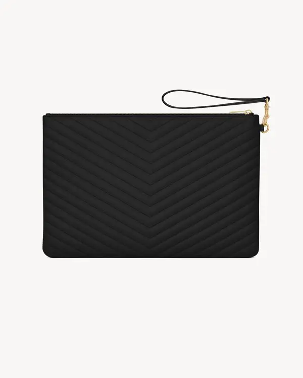 Saint Laurent Cassandre Matelassé Document Holder In Leather