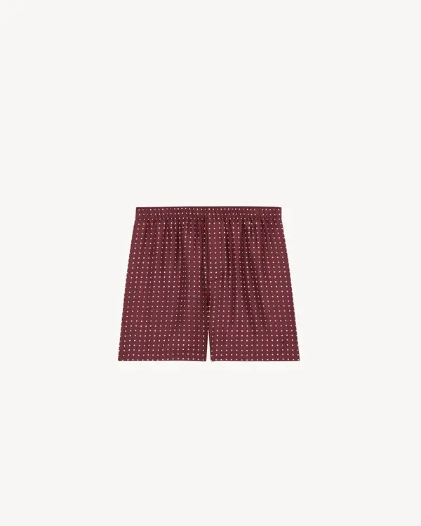 Saint Laurent Boxer Shorts In Dotted Silk - Bordeaux