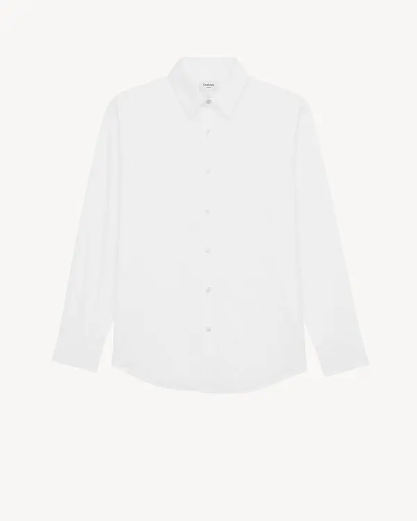 Saint Laurent Cassandre Shirt In Stretch Cotton Poplin - Blanc