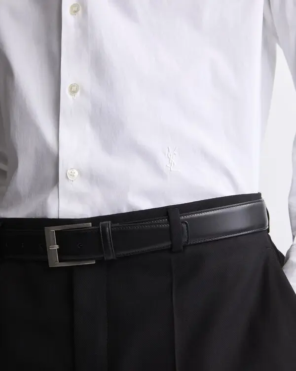 Saint Laurent Cassandre Shirt In Stretch Cotton Poplin - Blanc