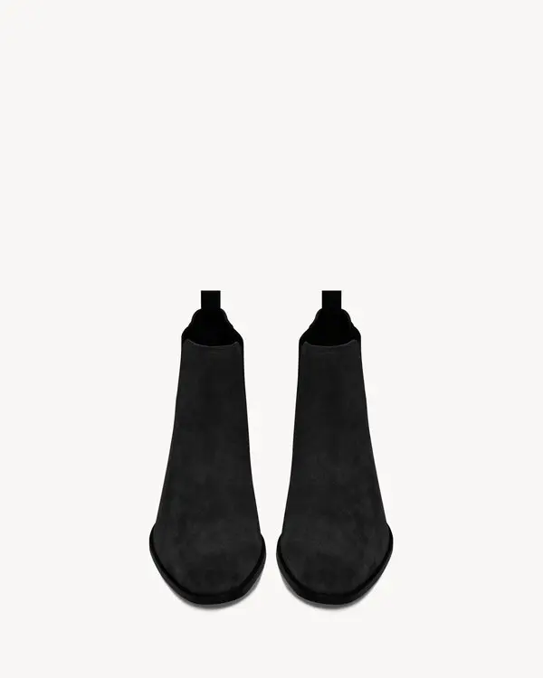 Saint Laurent Wyatt Chelsea Boots In Suede - Black