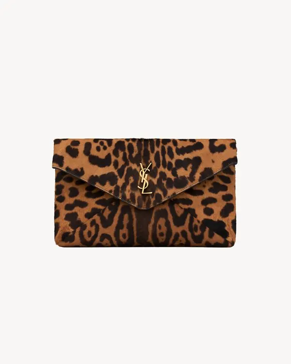 Saint Laurent Cassandre Large Envelope Pouch In Pony Hair Leather - Multicolor