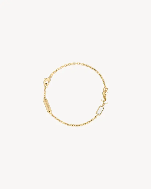 Saint Laurent Cassandre Charm Bracelet In Metal And Rhinestone - Crystal And Gold
