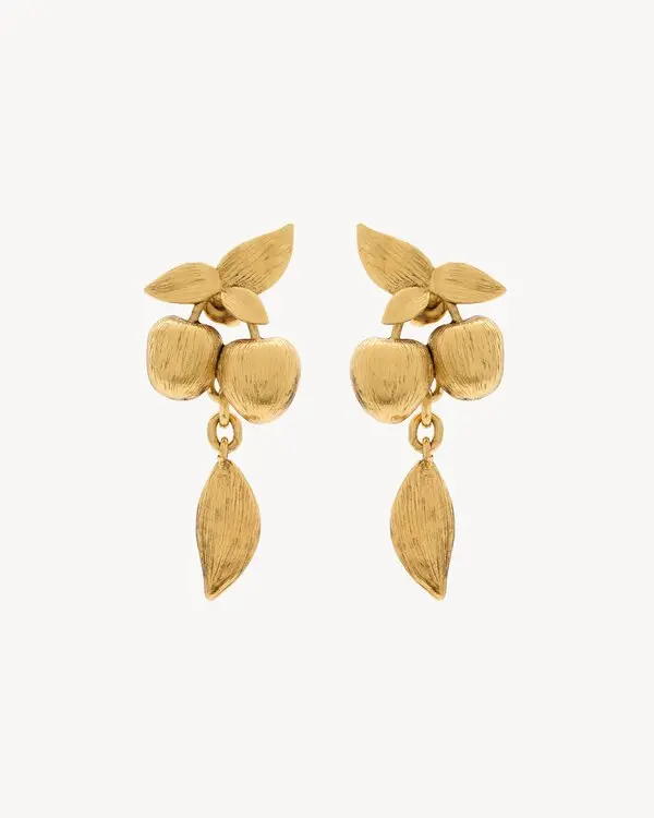 Saint Laurent Cherry Drop Earrings - Brass Gold