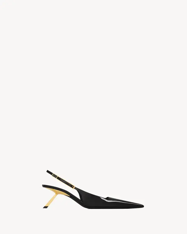 Saint Laurent Lee Slingback Pumps In Patent Leather - Black