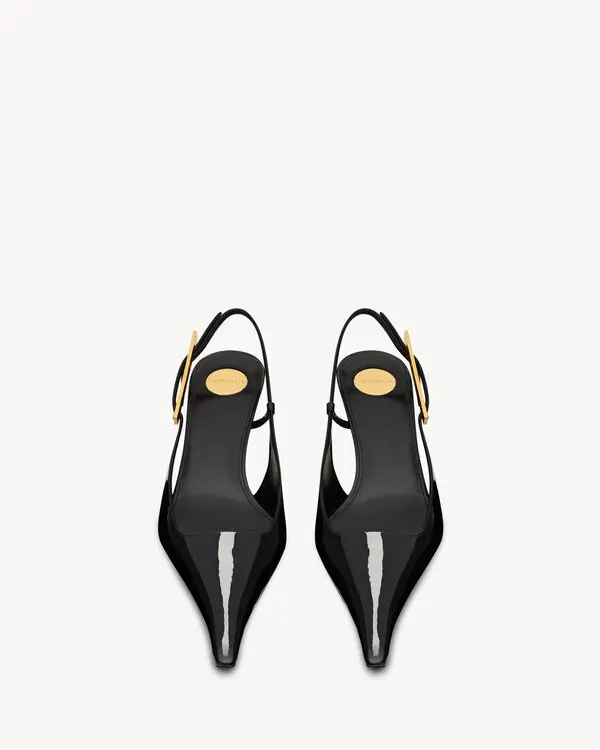 Saint Laurent Lee Slingback Pumps In Patent Leather - Black