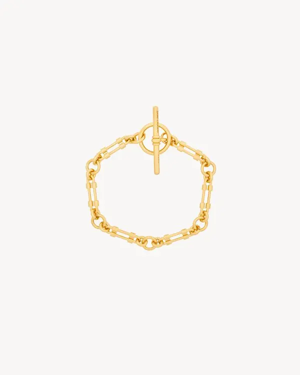 Saint Laurent T-bar Bracelet In Metal - Brass Gold
