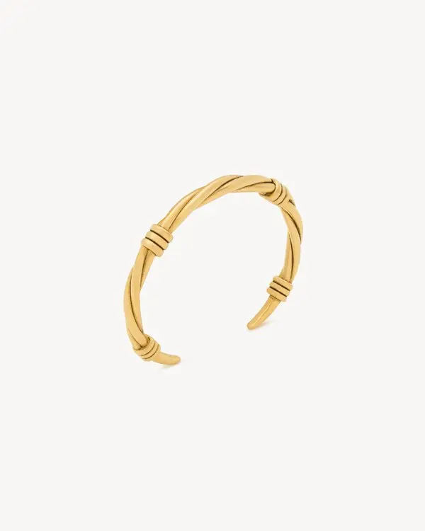 Saint Laurent Twisted Thread Open Cuff Bracelet In Metal - Patinated Gold
