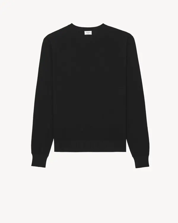 Saint Laurent Crewneck Sweater In Cotton - Noir