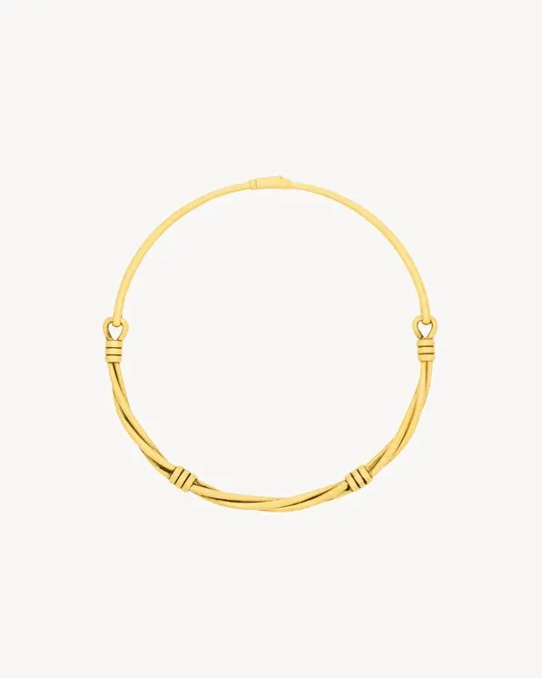 Saint Laurent Twisted Thread Choker Necklace - Patinated Gold