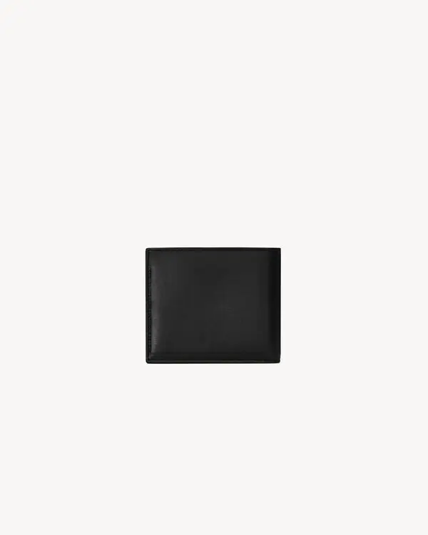 Saint Laurent Tiny Cassandre East/west Wallet In Shiny Leather - Black