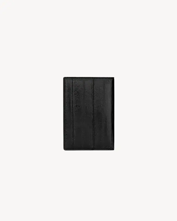Saint Laurent Tiny Cassandre Passport Case In Eel - Black
