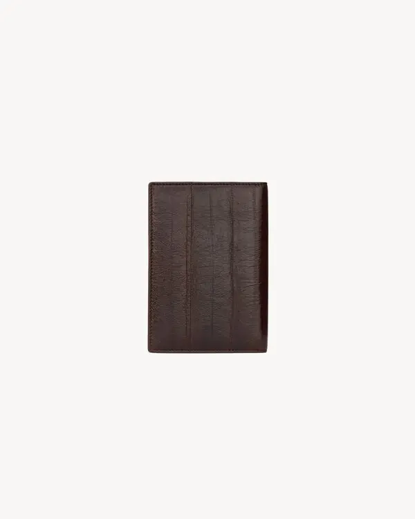Saint Laurent Tiny Cassandre Passport Case In Eel - Brown