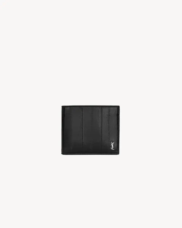 Saint Laurent Tiny Cassandre East/west Wallet In Eel - Black
