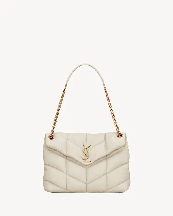 Saint Laurent Puffer Medium In Lambskin - White