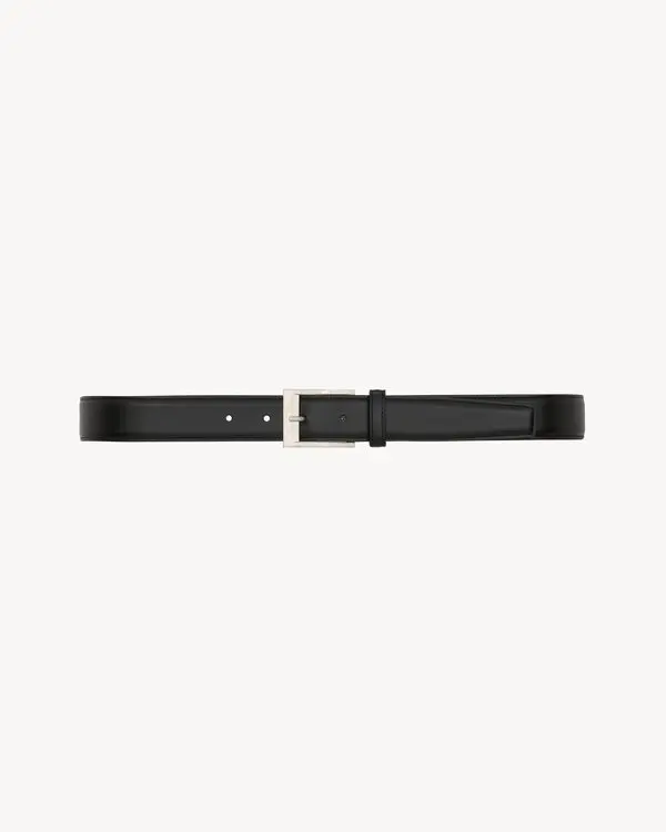 Saint Laurent Rectangular Buckle Belt In Smooth Leather - Black