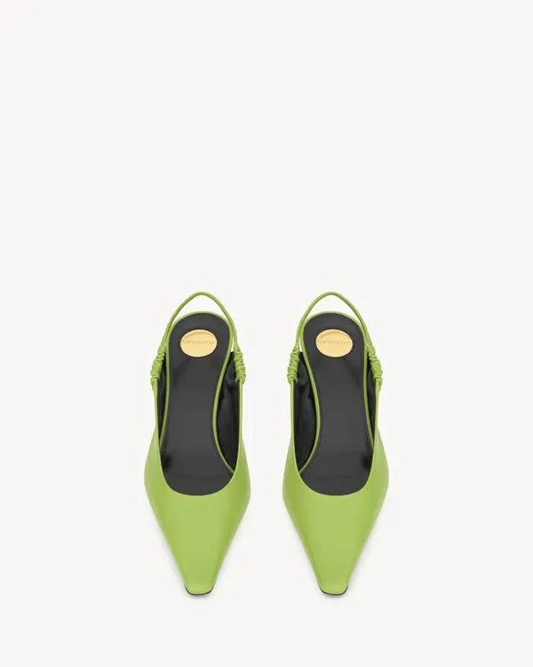 Saint Laurent Anne-marie Slingback Pumps In Smooth Leather