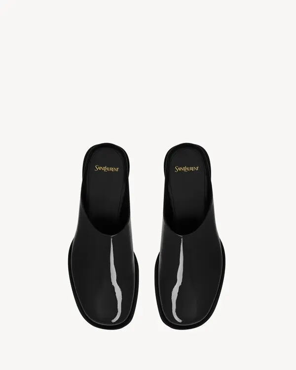 Saint Laurent Angus Mules In Patent Leather - Black