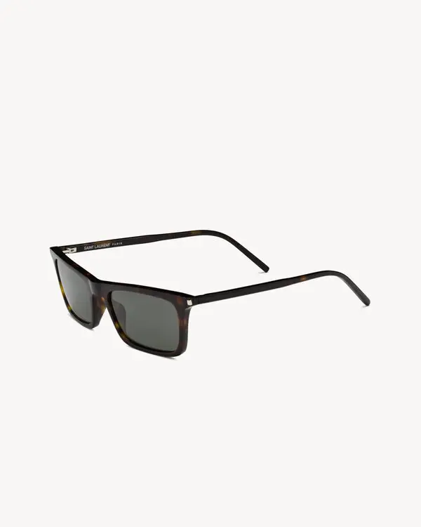 Saint Laurent Tortoiseshell Wellington Sunglasses - Medium Havana And Grey