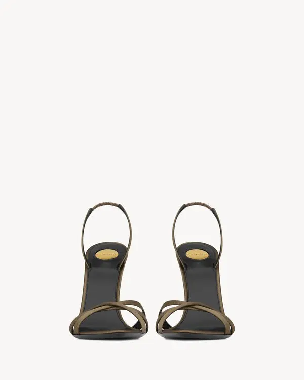 Saint Laurent Kate Sandals In Satin Crepe - Teak