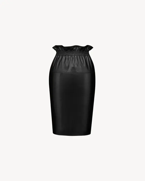 Saint Laurent Lambskin Paperbag Pencil Skirt - Noir
