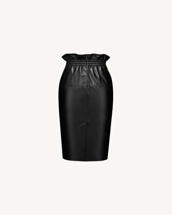 Saint Laurent Lambskin Paperbag Pencil Skirt - Noir
