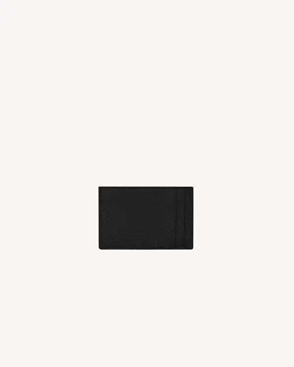 Saint Laurent One Sizeptown Flap Card Case In Grain De Poudre Leather - Black