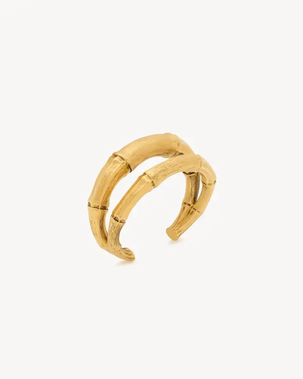 Saint Laurent Stacked Bamboo Cuff In Metal - Light Patinated Gold