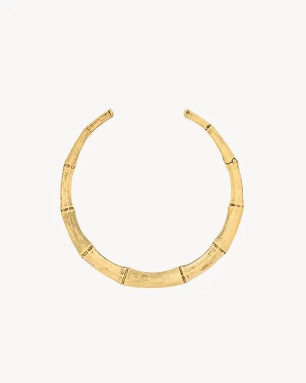 Saint Laurent Bamboo Torc Necklace In Metal - Light Patinated Gold